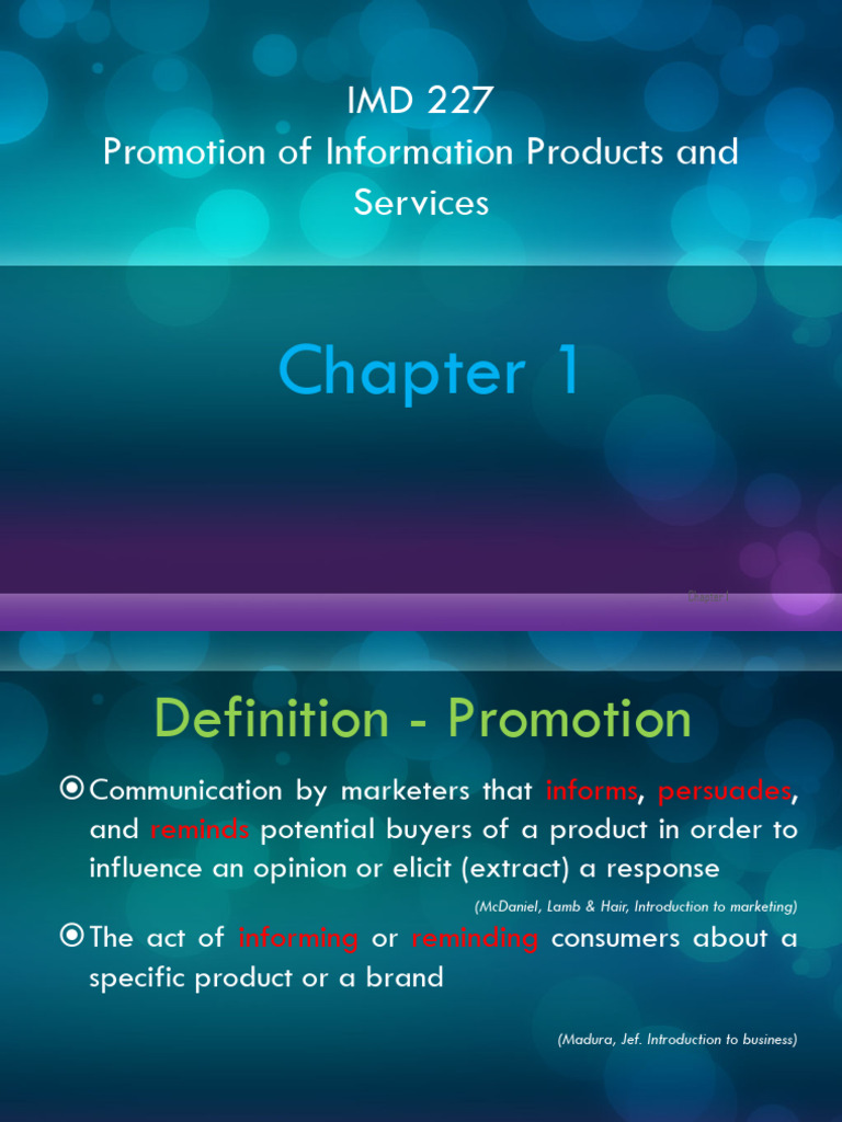 Chapter 1 - Introduction To Promotion | PDF | Advertising | Sales