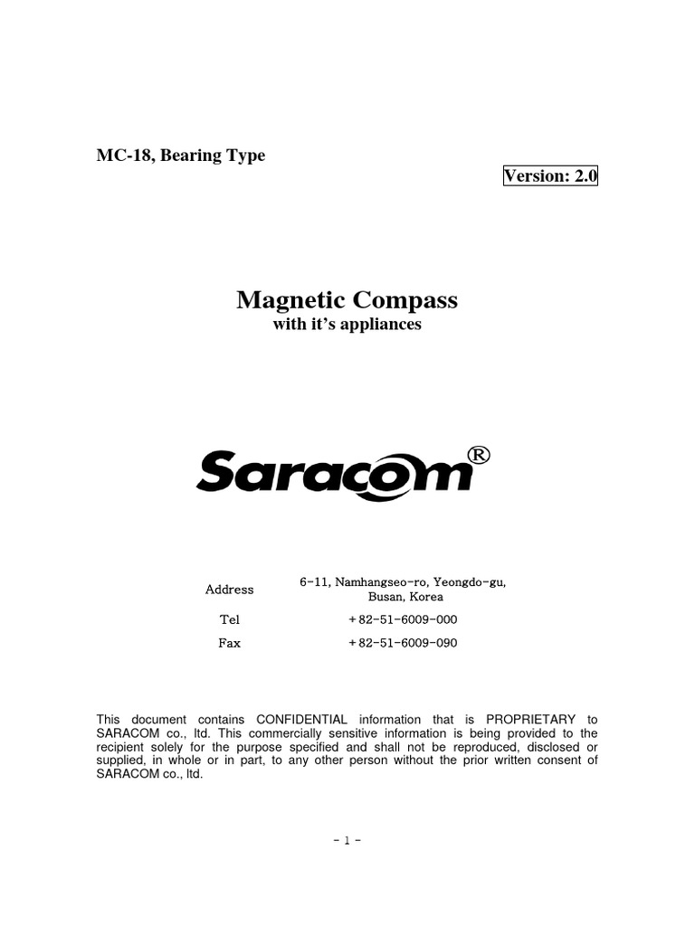 Saracom Magentic Compass MC-18 | PDF | Compass | Electromagnetism