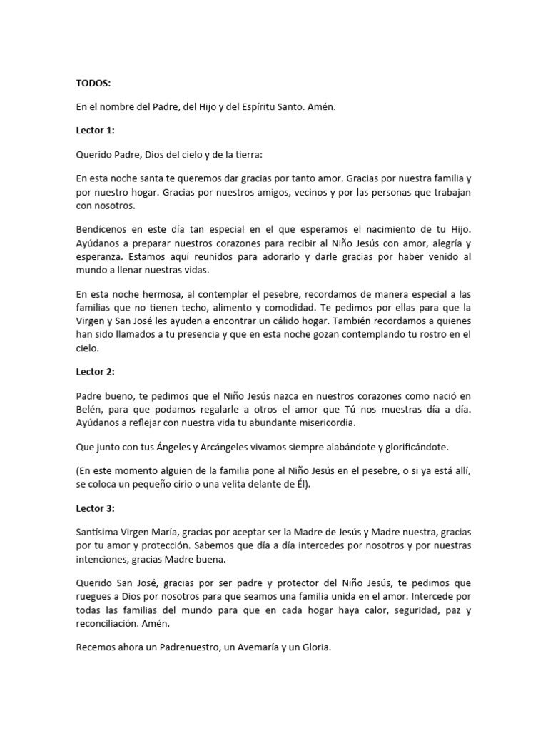 Oracion para Sentar Al Niño Jesus en Noche Buena | Descargar gratis PDF ...