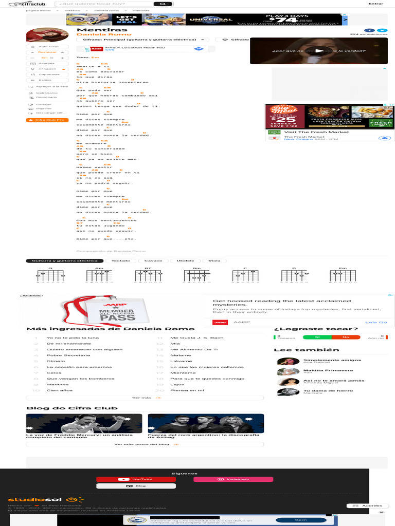 Mentiras Daniela Romo Cifra Club Pdf