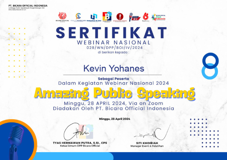 Sertifikat Kevin Yohanes Pdf
