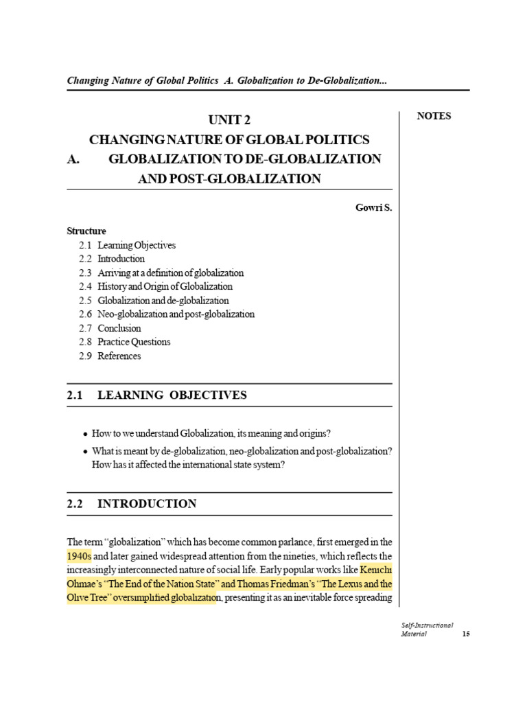 unit 2 | PDF | Geopolitics | Globalization