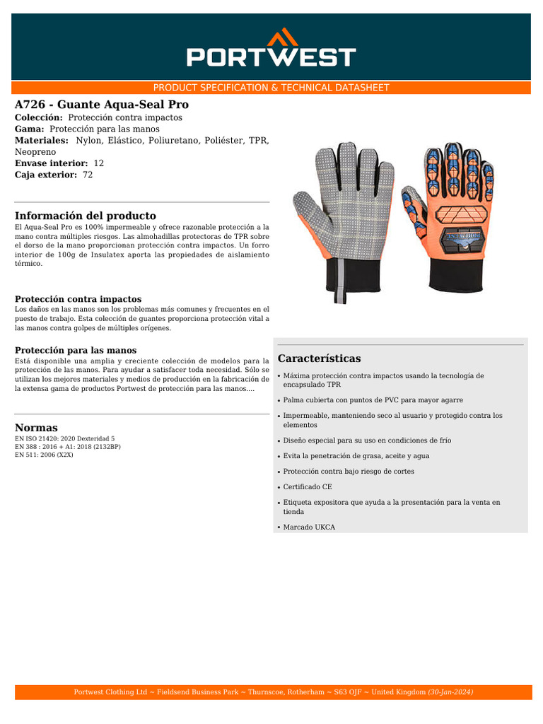 Ficha A726 | PDF | Guante
