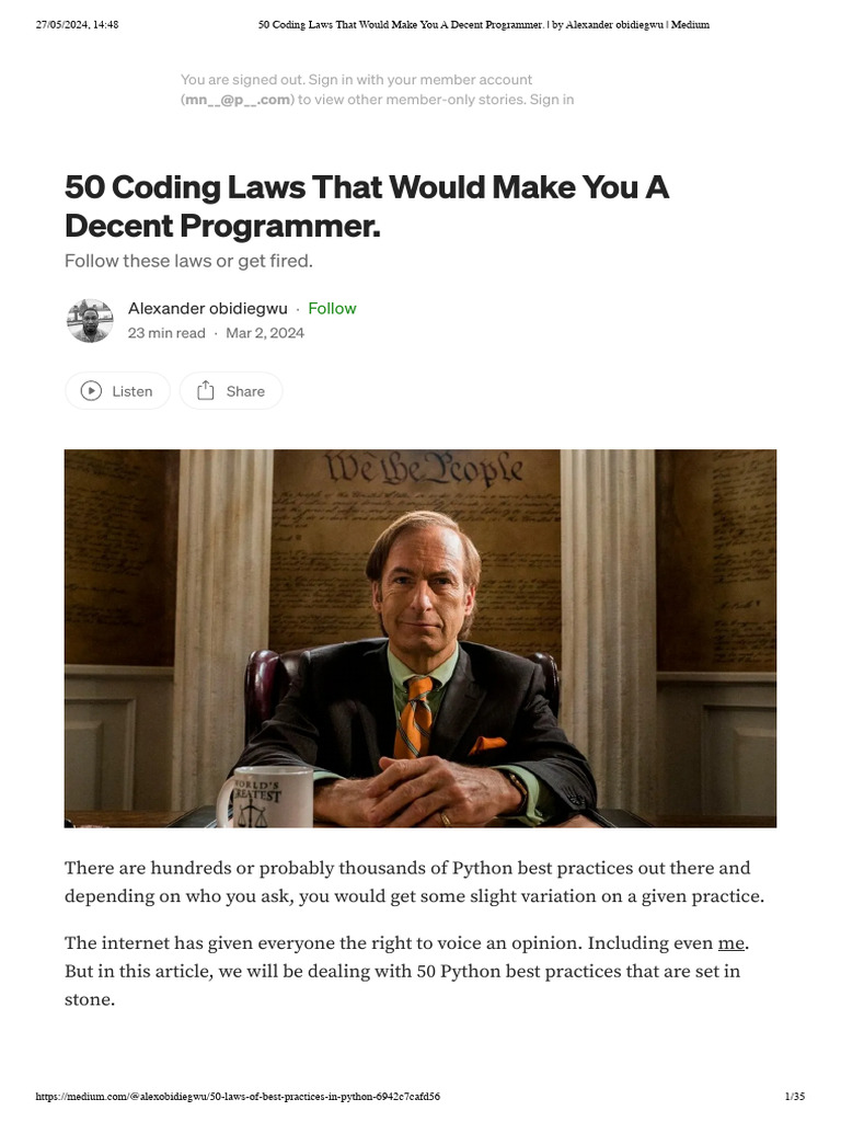 50 Coding Laws That Would Make You A Decent Programmer | PDF | Class (Computer Programming ...