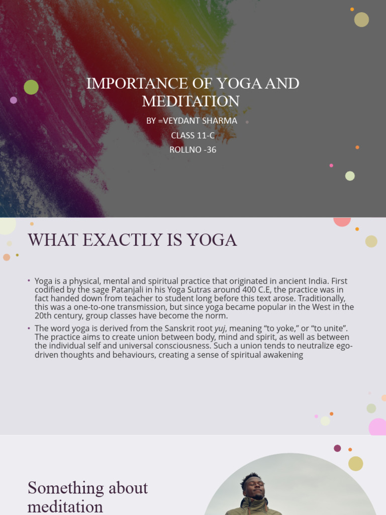Yoga and Meditation by Veydant Sharma Class 11c Roll No 36 | PDF