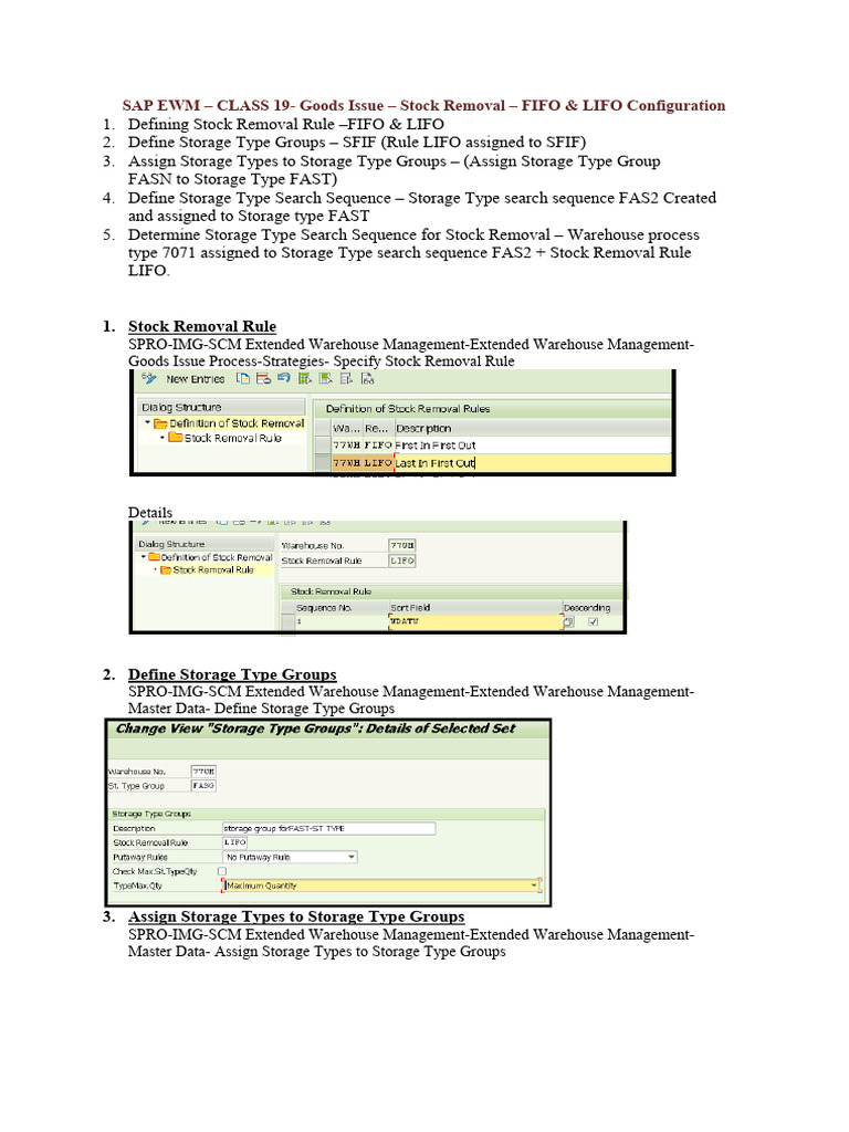 SAP EWM Goods Issue: FIFO & LIFO Setup | PDF