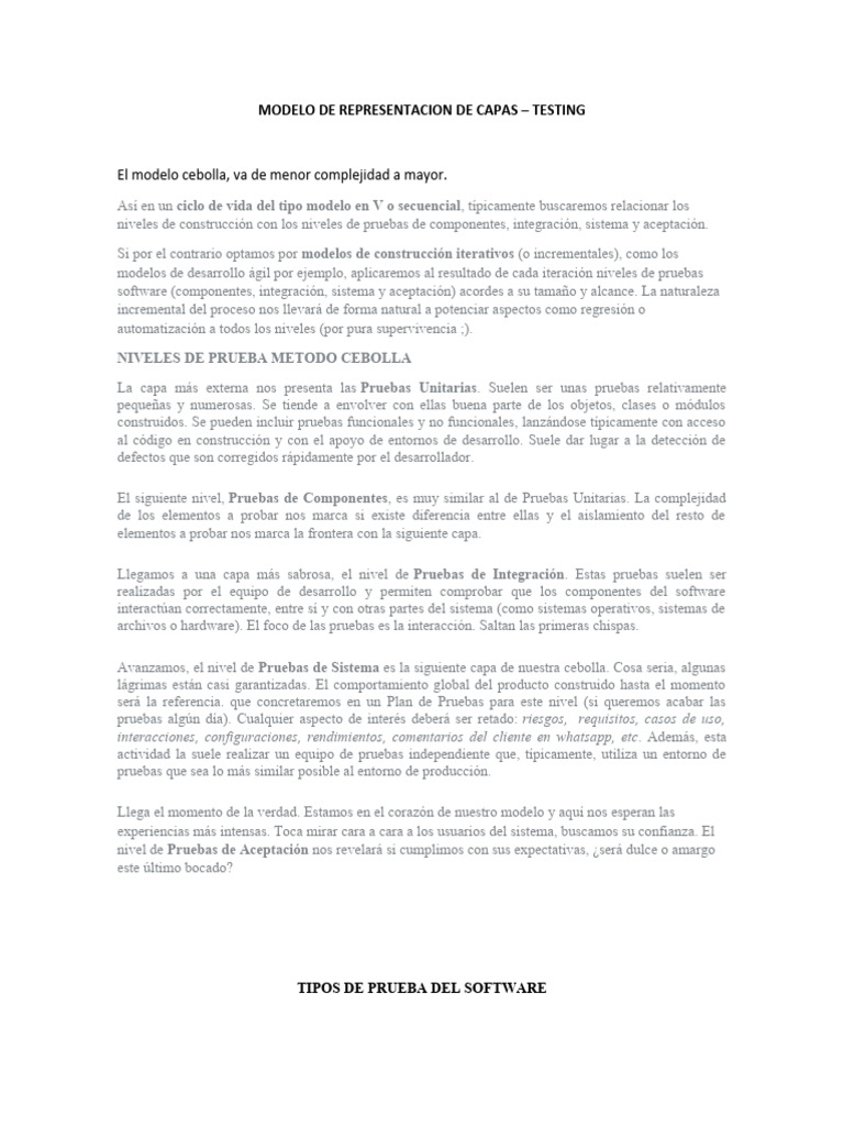 Modelo de Pruebas en Capas | PDF | Software | Pruebas de software