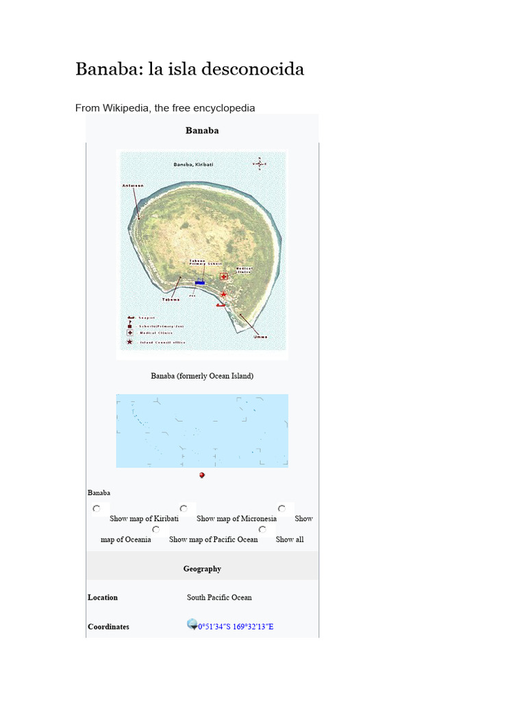 Banaba Island: History and Geography | PDF | Social Science | Travel