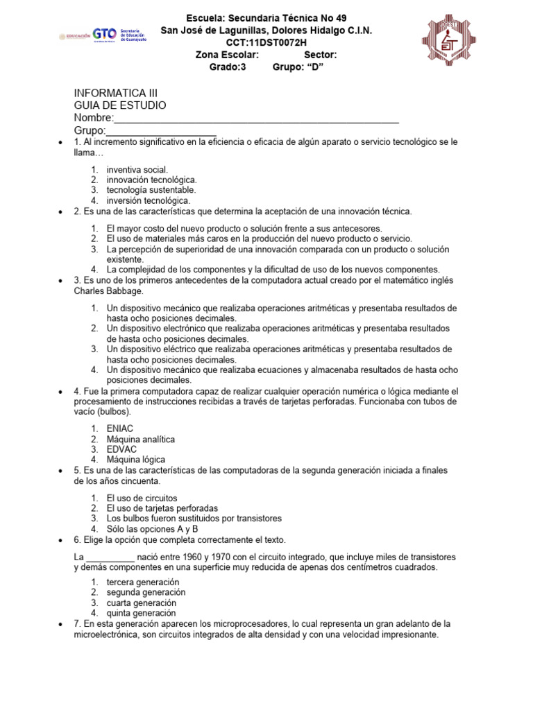 Guia de Examen | PDF | Informática | Tecnología de información y comunicaciones