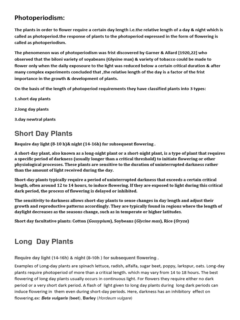 Photoperiodism in details | Download Free PDF | Plant Physiology | Biology