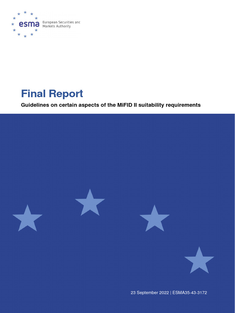 Esma35!43!3172 Final Report On Mifid II Guidelines On Suitability | PDF ...