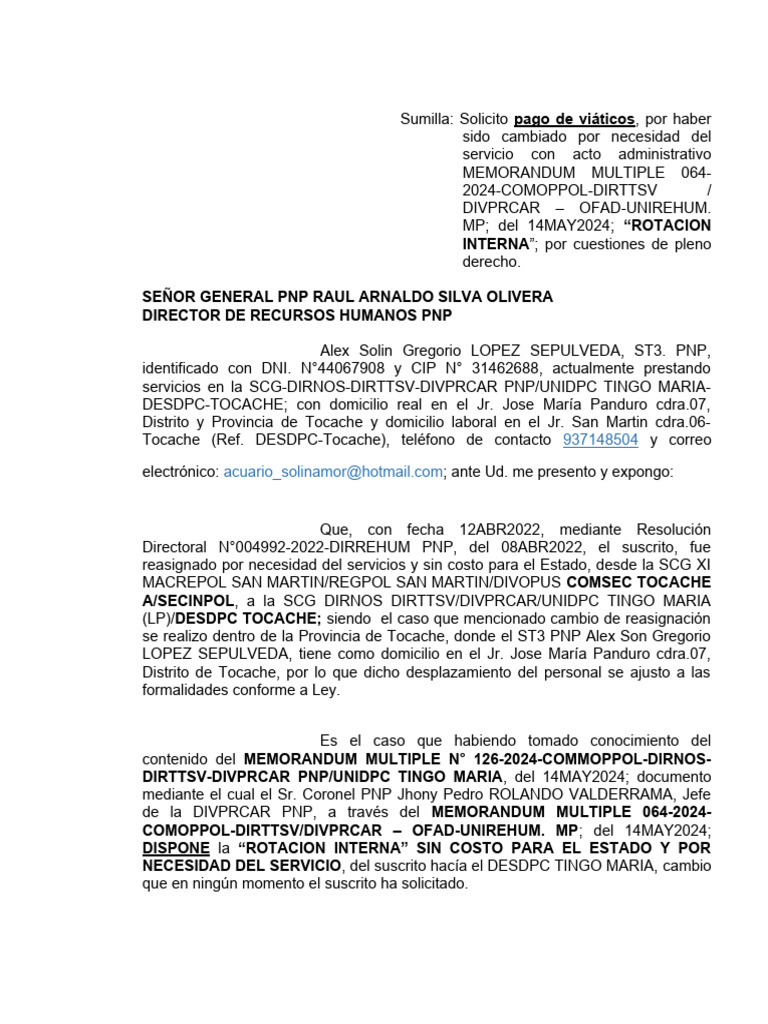 Se Solicita Viaticos | PDF