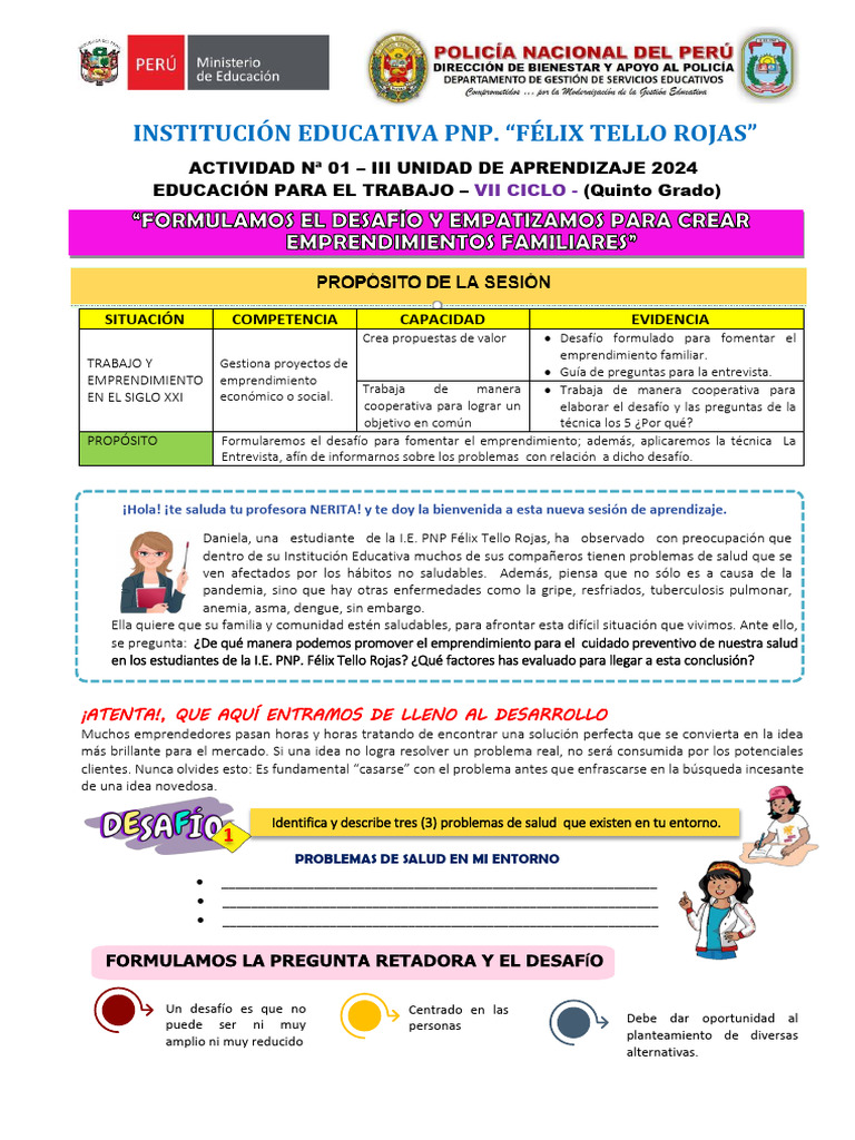 Act1 - U3 - 2024 - Ept - Quinto Grado | PDF | Iniciativa empresarial