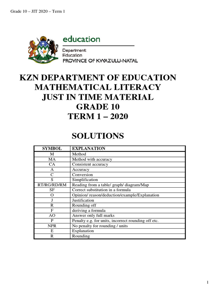 Grade 10 DBE JIT Solutions To Activities | PDF | Accuracy And Precision ...