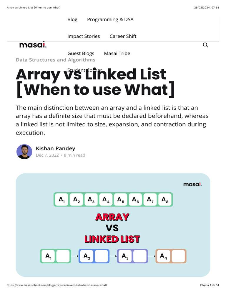 Array Vs Linked List (When To Use What) | PDF | Pointer (Computer ...