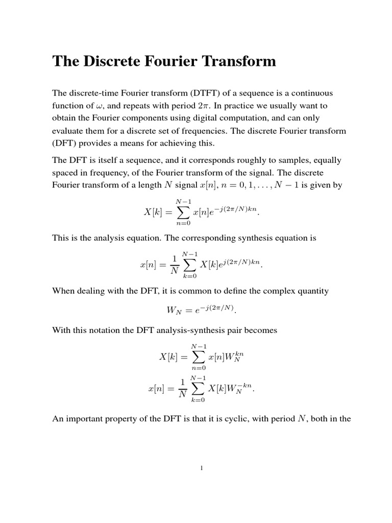 05 DFT | PDF | Discrete Fourier Transform | Fourier Analysis