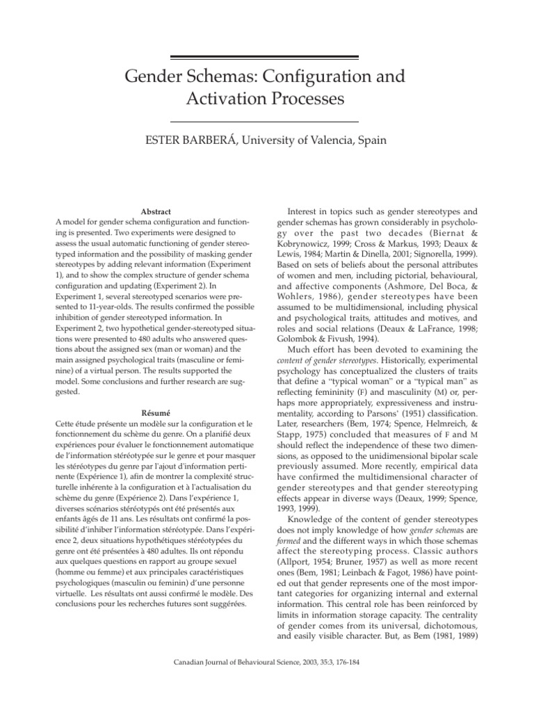 Gender Schema Configuration and Activation | PDF | Conceptual Model ...
