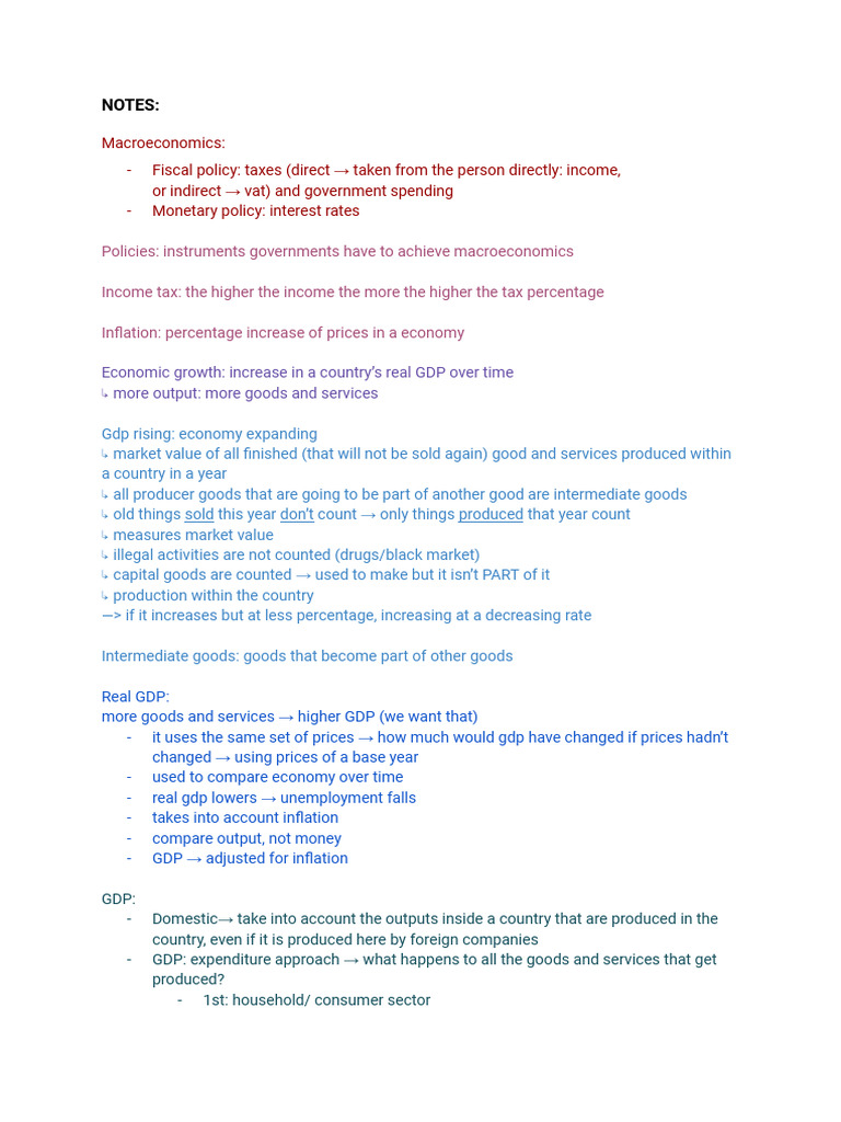 Macroeconomic Concepts and Indicators | PDF | Gross Domestic Product ...