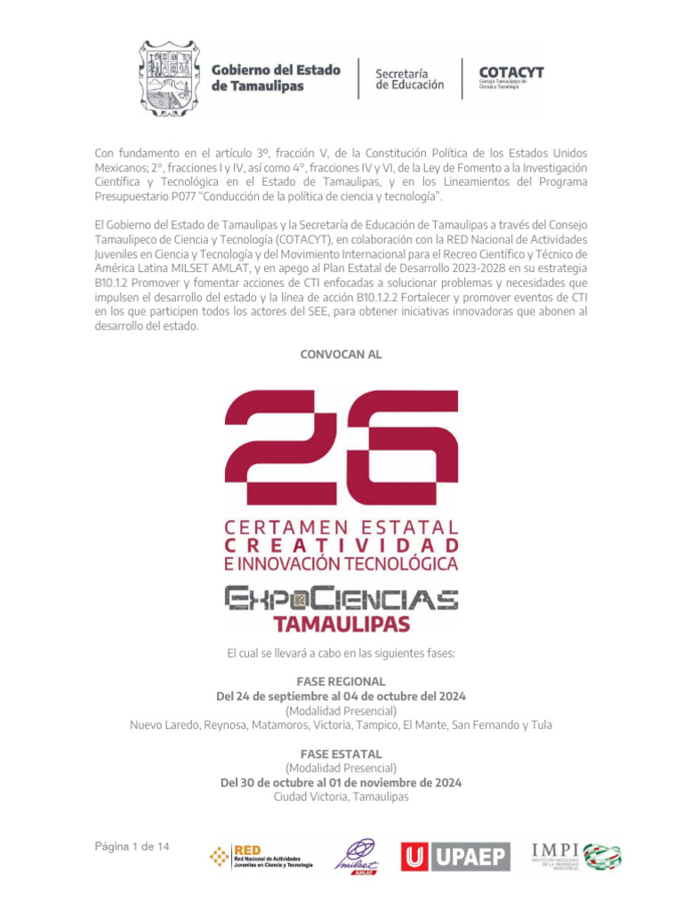 Convocatoria_26_CECIT-ExpoCiencias | Descargar gratis PDF | Tecnologías ...