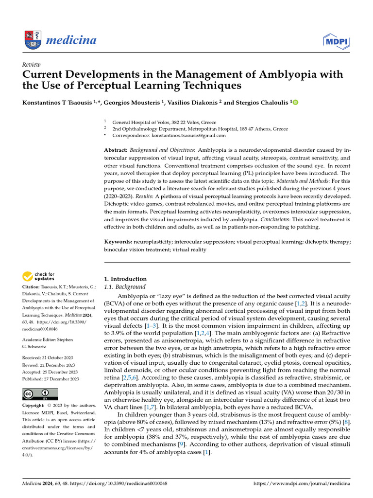 Current Developments in The Management of Amblyopia With The Use of ...