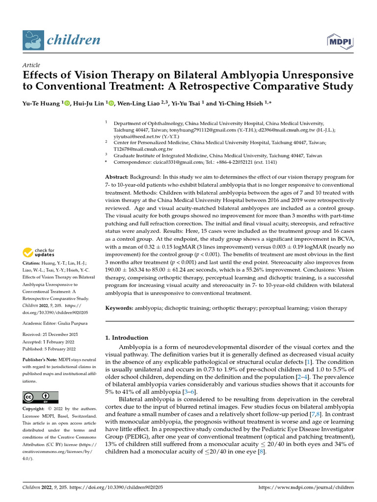 Effect of Vision Therapy On Bilateral Amblyopia | PDF | Medical Specialties | Senses