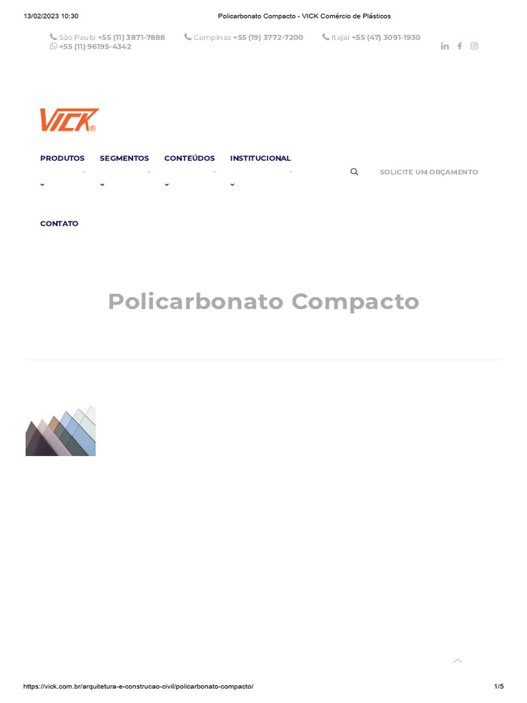 Catálogo Vick - Policarbonato Compacto | PDF | Materiais | Amorfo sólido