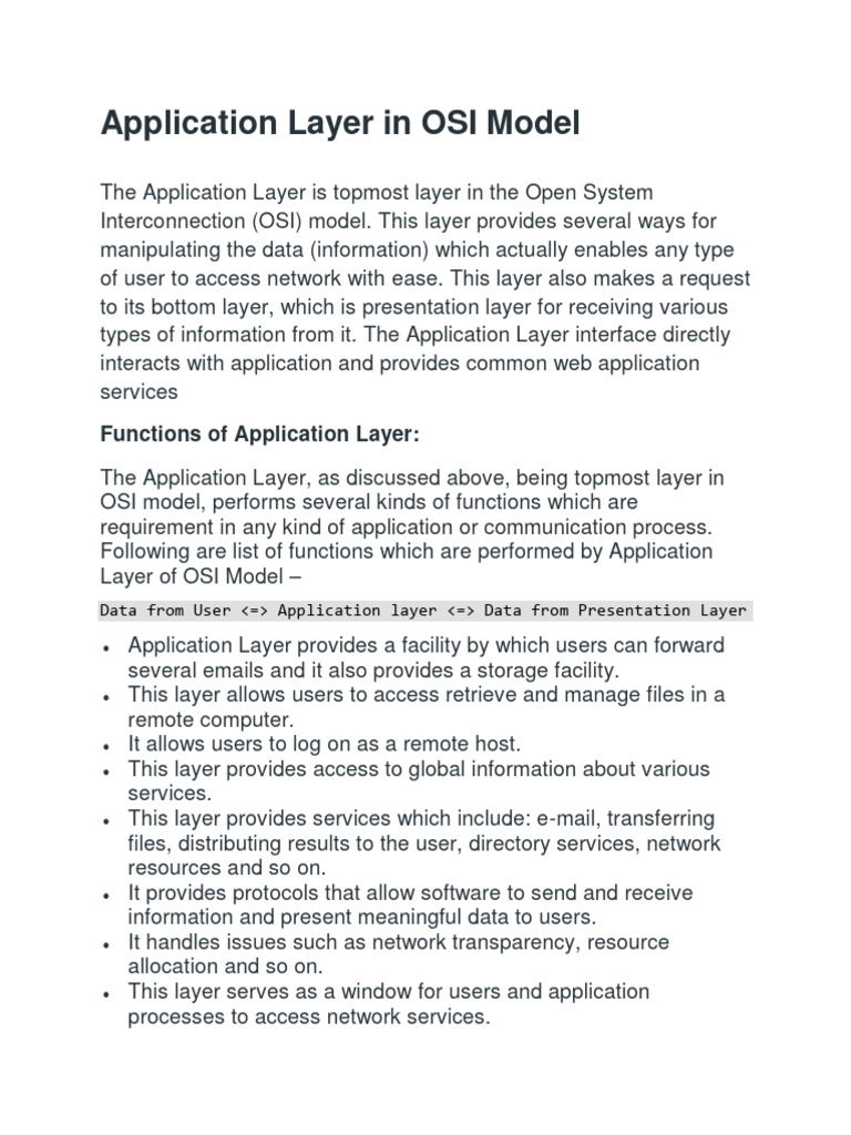 Unit 5 Application Layer in OSI Model | PDF | File Transfer Protocol ... Unit 5 Application Layer in OSI Model | PDF | File Transfer Protocol ...