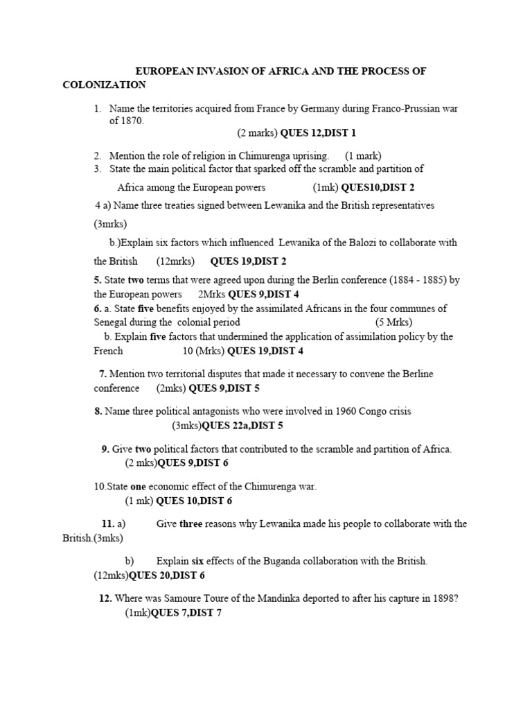 European Invasion of Africa and The Process of Colonization | PDF ...