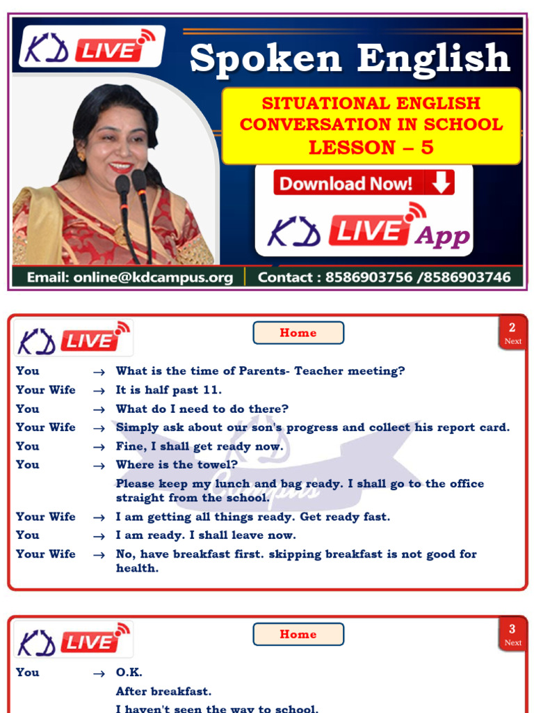 Situational English Lesson - 5 (CONVERSATION IN SCHOOL) 20220312111525 ...