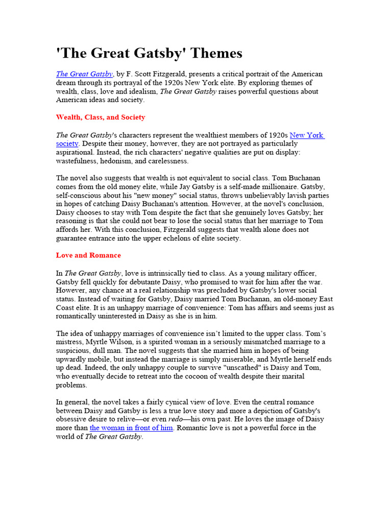 The Great Gatsby Themes | PDF | The Great Gatsby