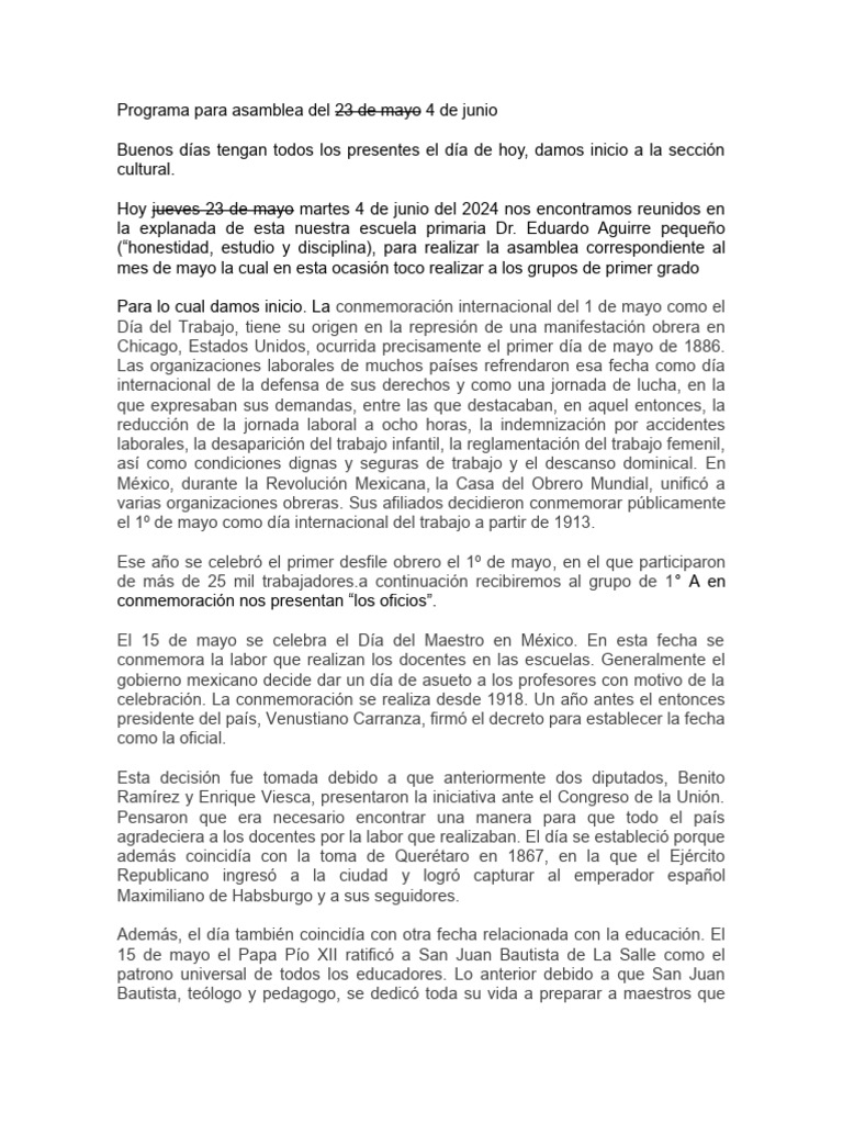 Programa para asamblea del 4 de junio corregido | Descargar gratis PDF | México