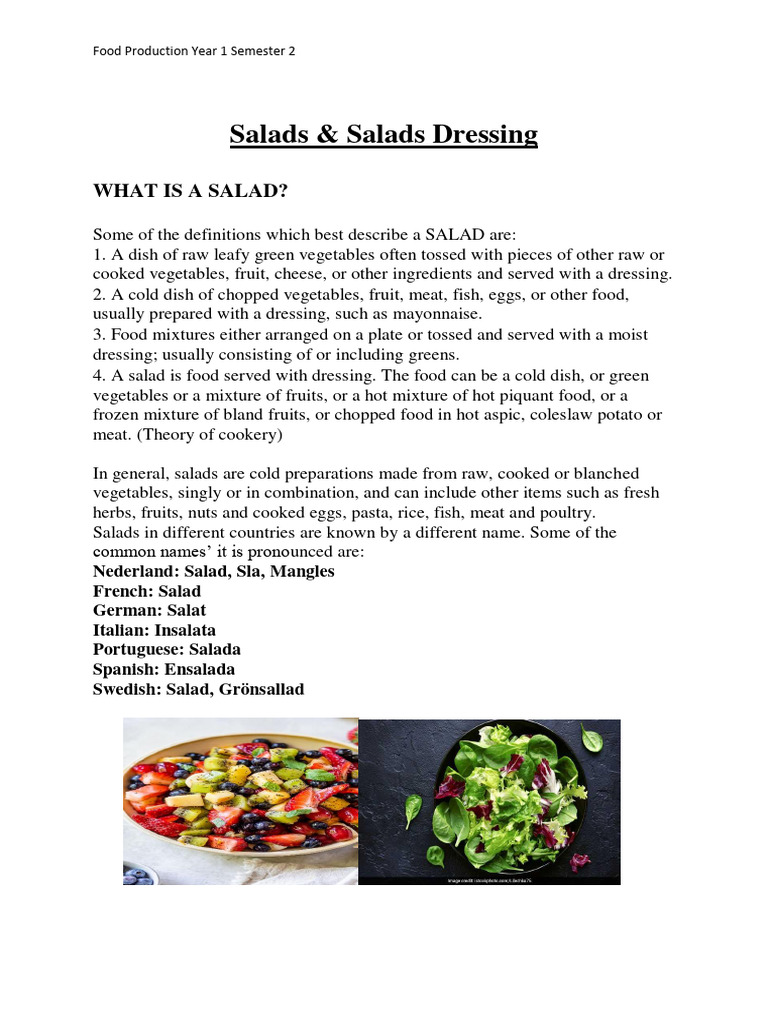 Chap 5 Salads | PDF | Salad | Mayonnaise