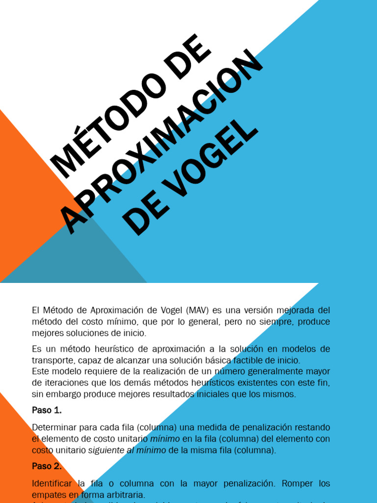 Aproximacion de Vogel | PDF | Oferta (economía) | Matemáticas Aplicadas