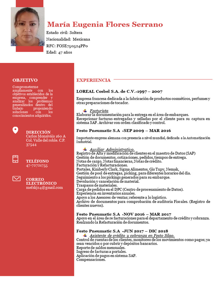 CV María Eugenia Flores Serrano | PDF | Business