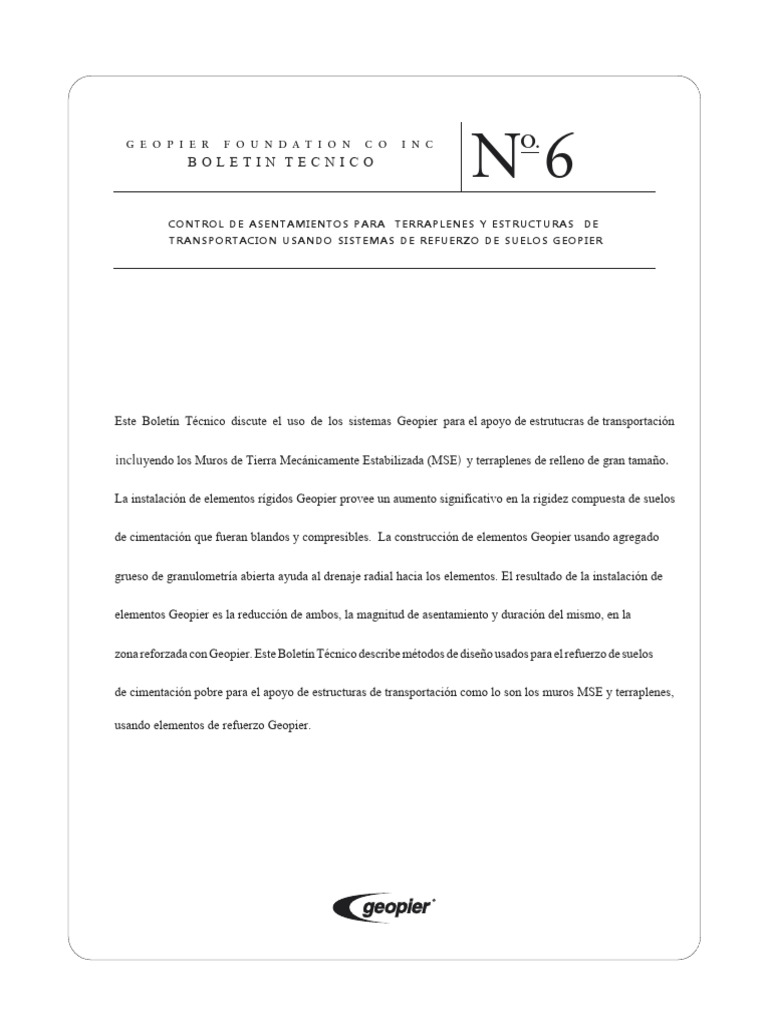 TB06-Settlement Control For Embankments-Transportation (Español) | PDF ...