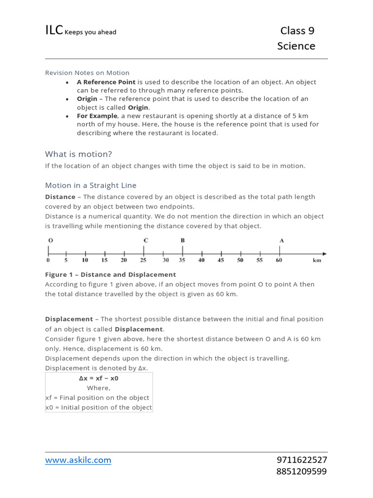 9TH CH 8 Notes | PDF | Acceleration | Velocity