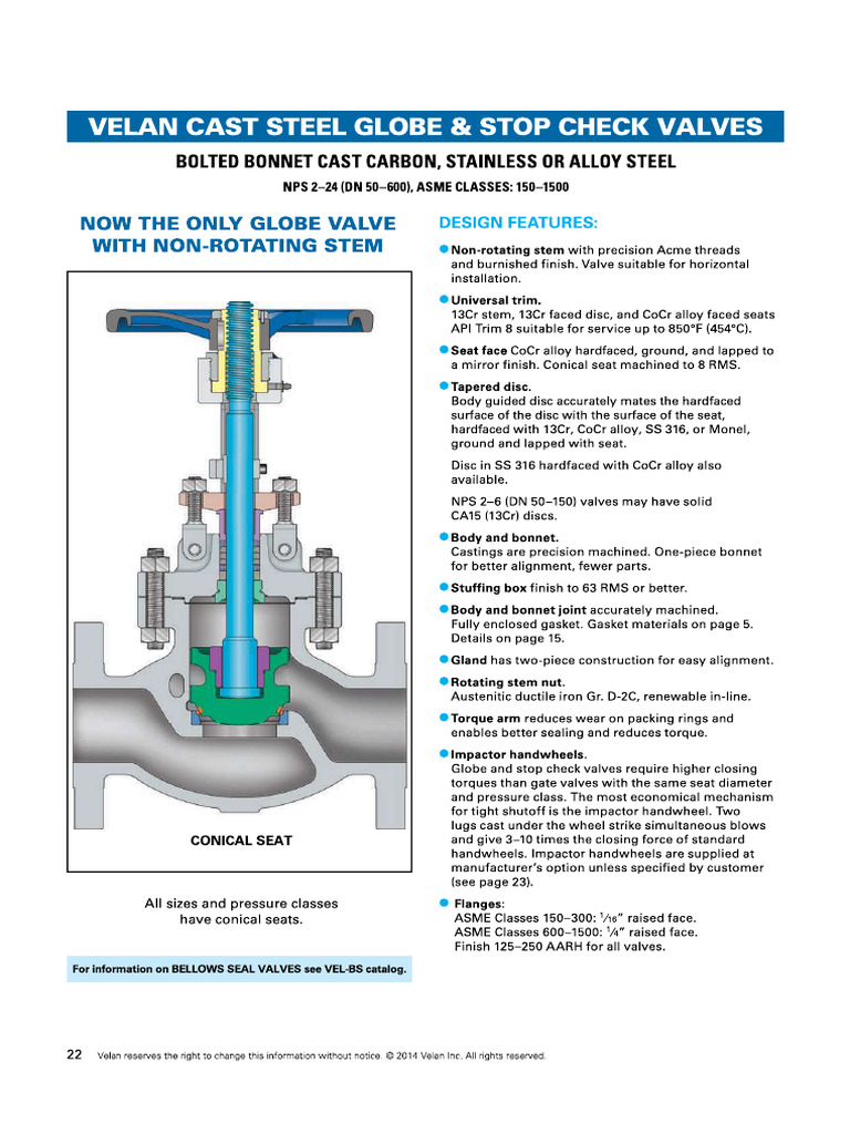 Proy Ingredion Velan CS-AS-SS Globe Valves | PDF