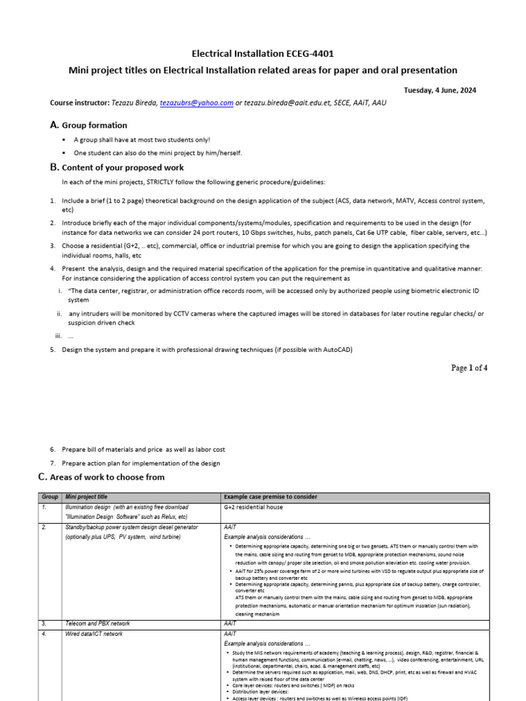 Guidelines For Installation Related Mini Project Ass 3 June 2024 | PDF ...