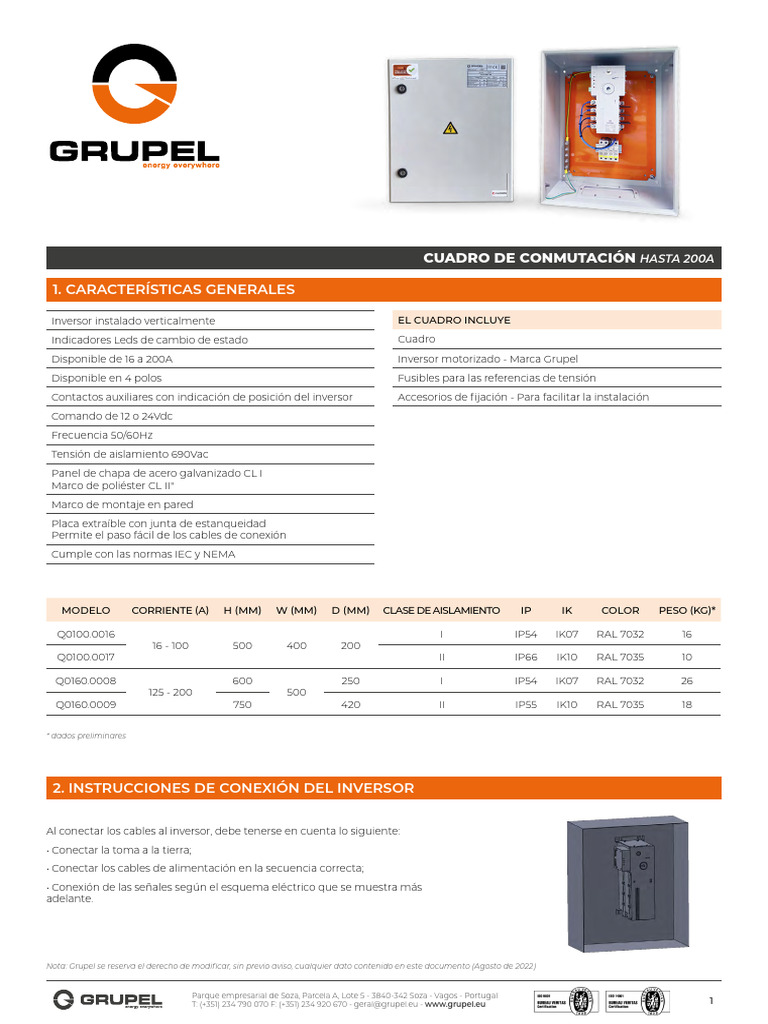 Datasheet ATS-Grupel ES | PDF | Electricidad | Electrónica