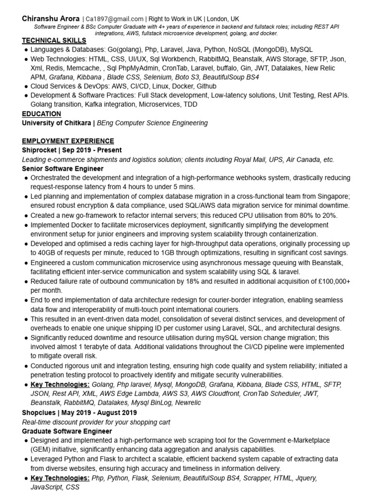 Software Engineer Profile | PDF | Amazon Web Services | My Sql