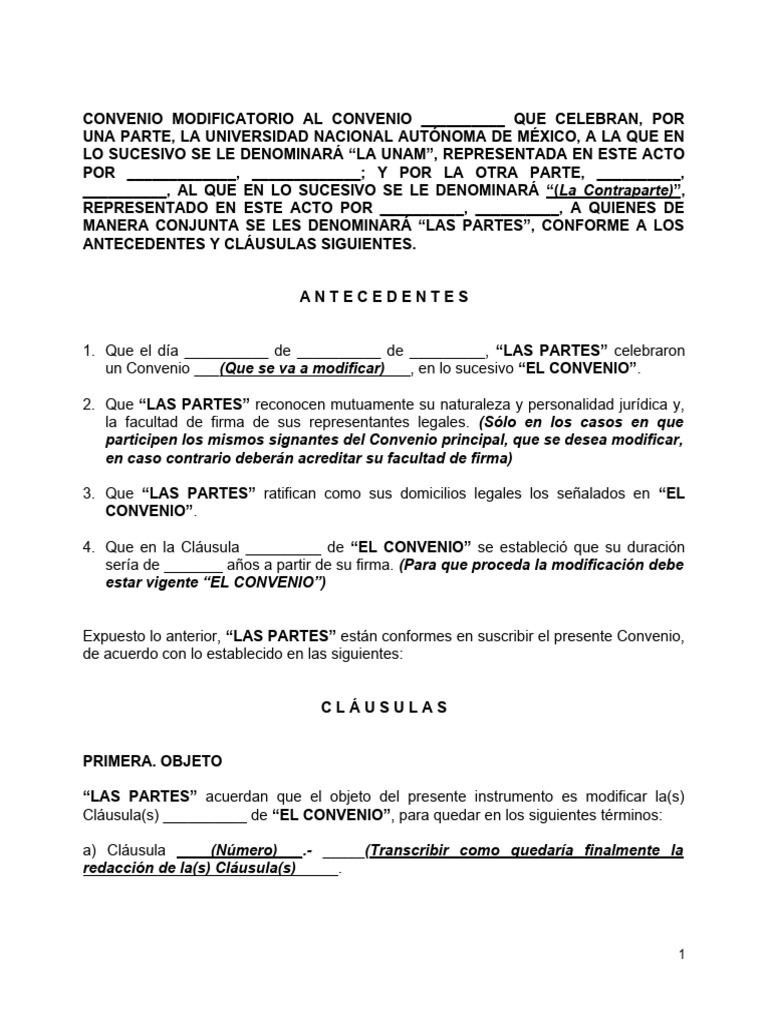 4 Modelo de Convenio Modificatorio | Descargar gratis PDF | Justicia | Crimen y violencia