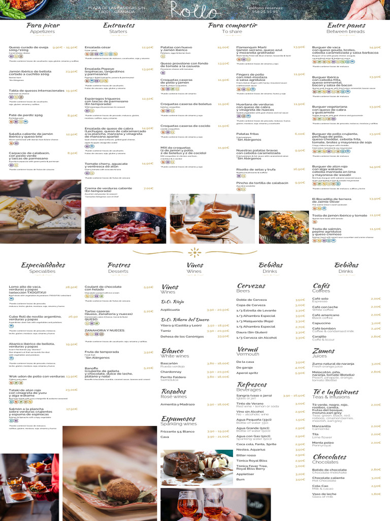 Carta Menu El Rollo Marzo2 | PDF | Ingredientes de comida | Cocina