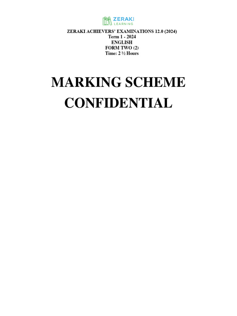 English - - Marking Scheme | PDF