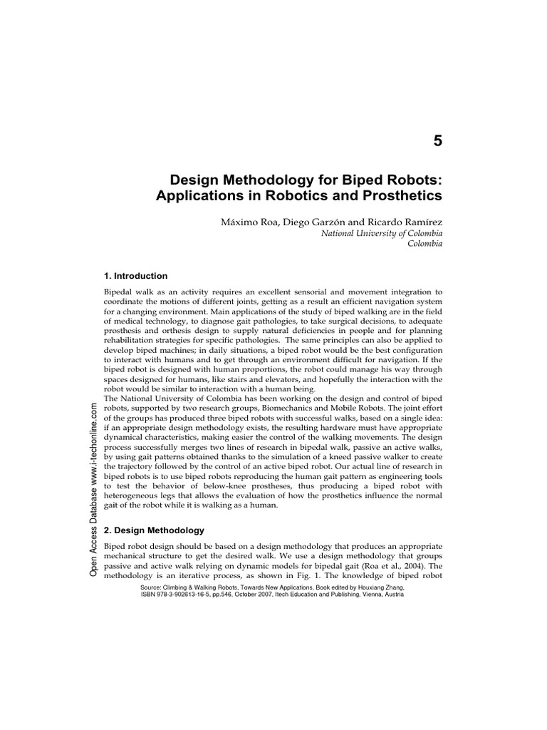 Design Methodology For Biped Robots: Applications in Robotics and ...