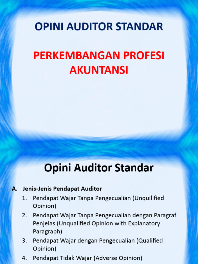 Opini Auditor Standar AUDITING | PDF