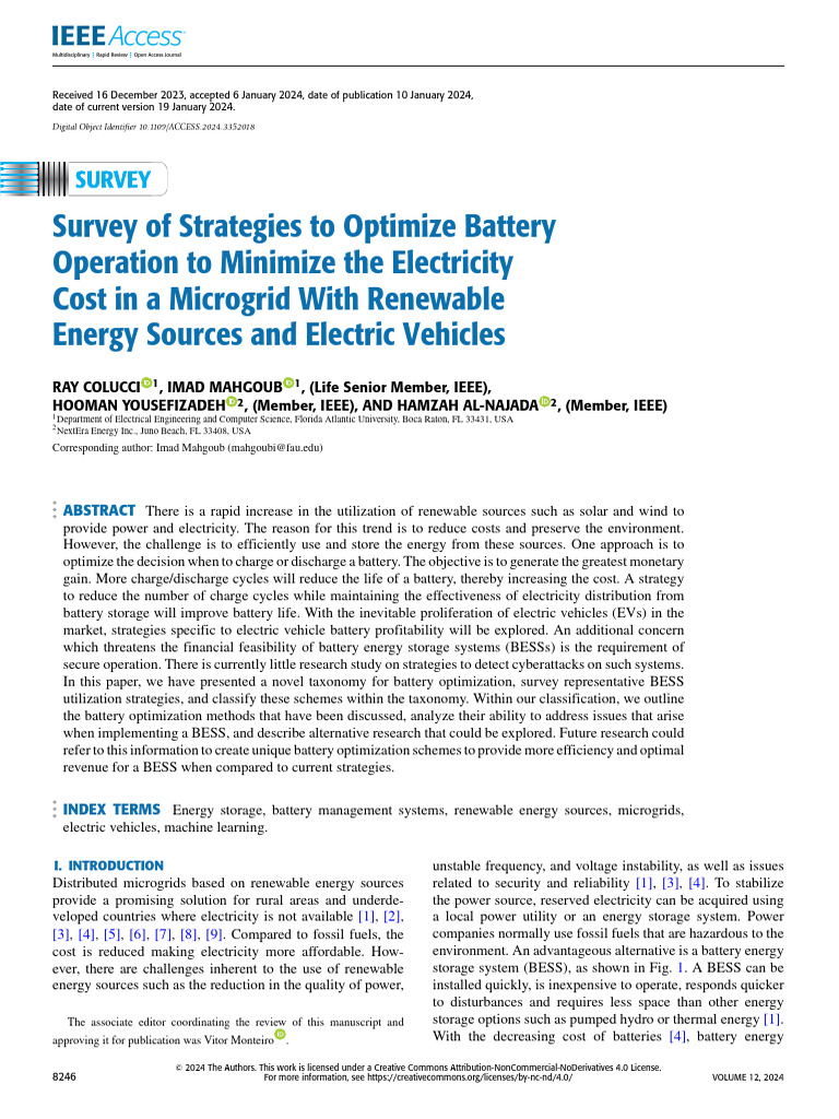 Survey Of Strategies To Optimize Battery Operation To Minimize The