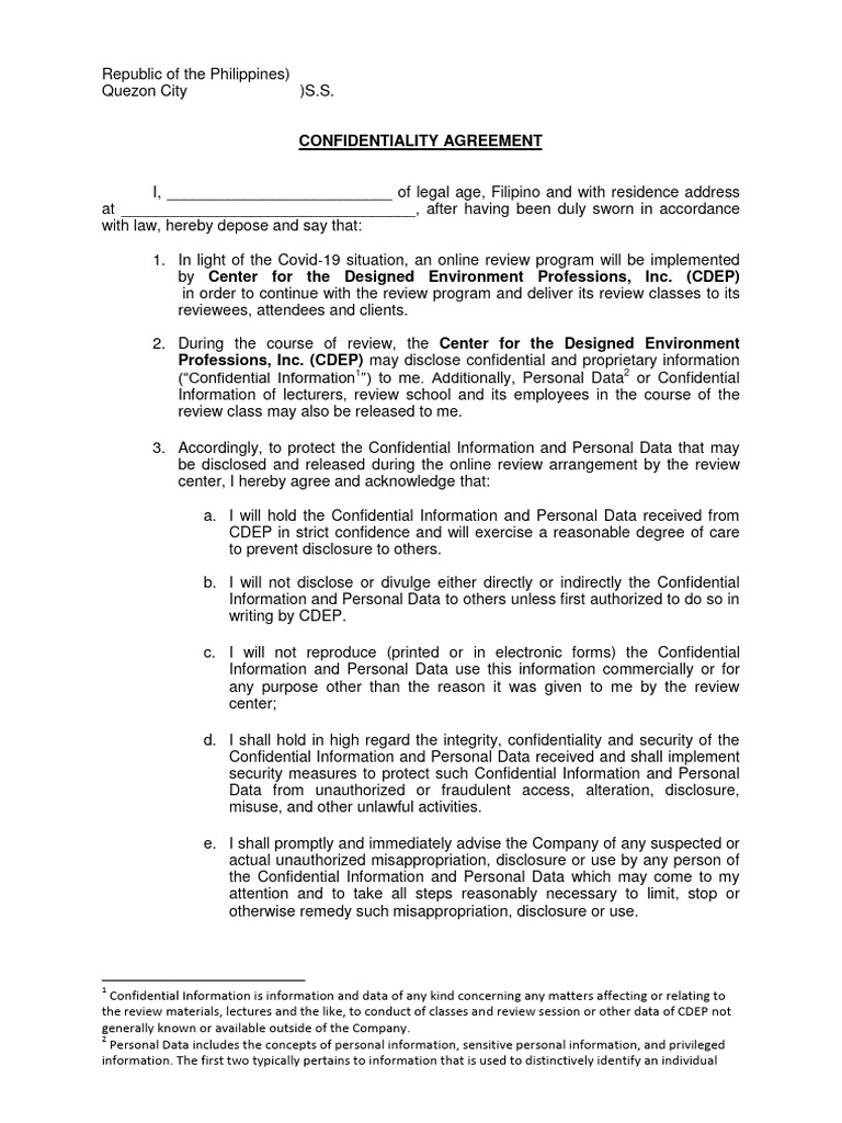 CDEP.confidentiality Agreement.architecture Fillout Only | PDF ...