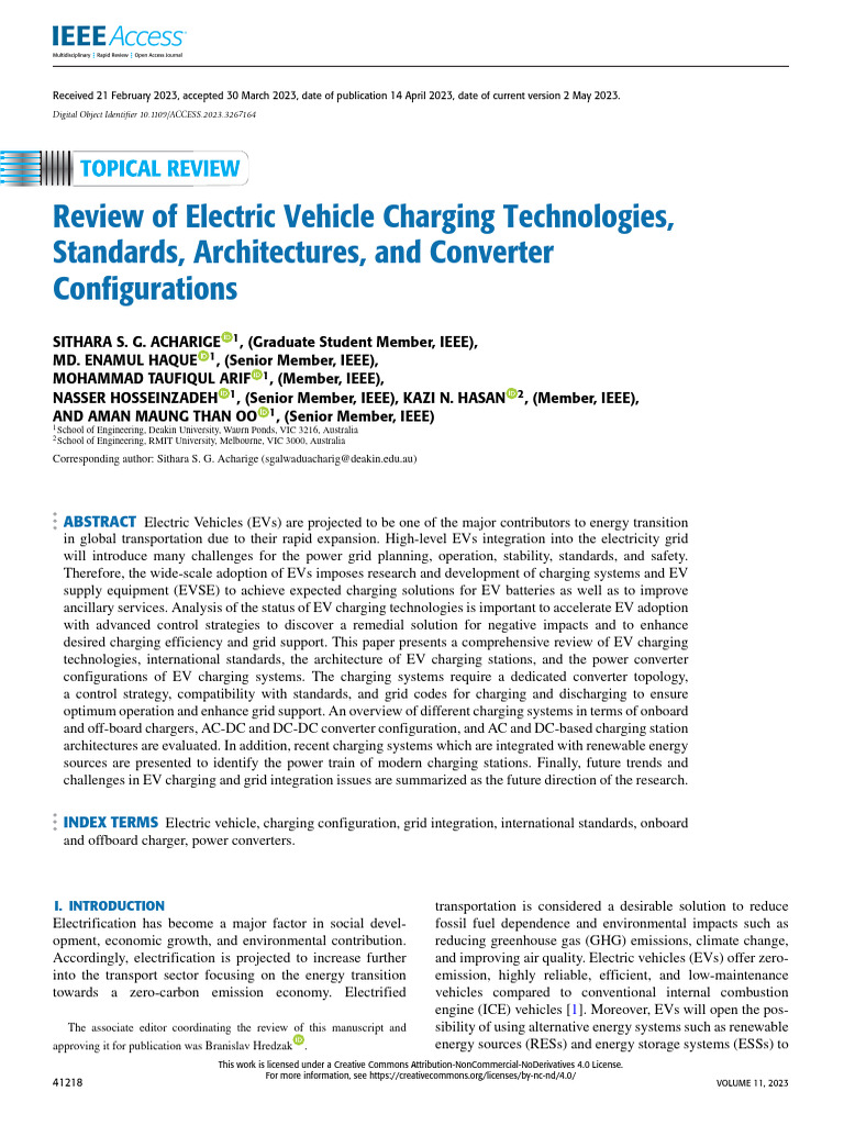 Review of Electric Vehicle Charging Technologies Standards Architectures and Converter ...