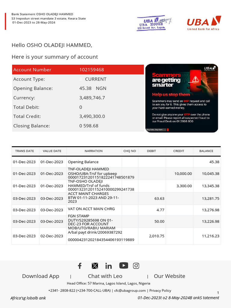 My Bank Statement-Unlocked PDF | PDF | Financial Services | Banking