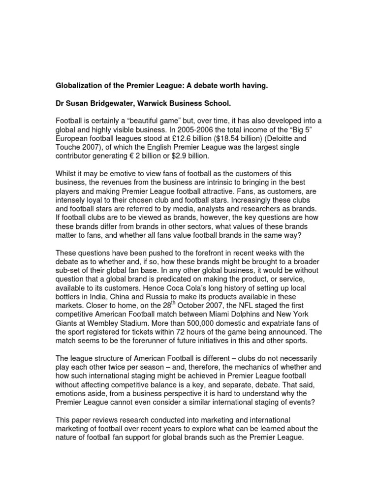 Globalisation of Football Brands | PDF | Brand | Globalization